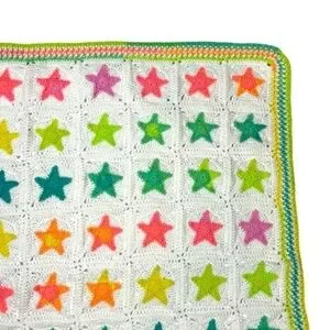 Hand Crafted | Bedding | Handcrafted Crochet Baby Crib Blanket Neon ...